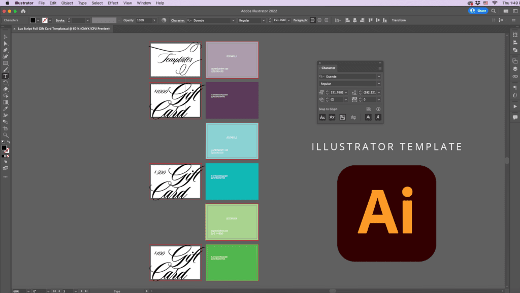 Lux Script Foil Gift Card Templates